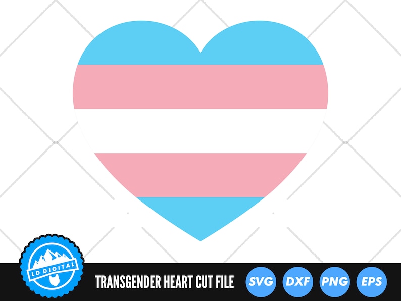 Transgender Heart SVG Files | Trans Pride Heart Cut Files | LGBTQ Love ...
