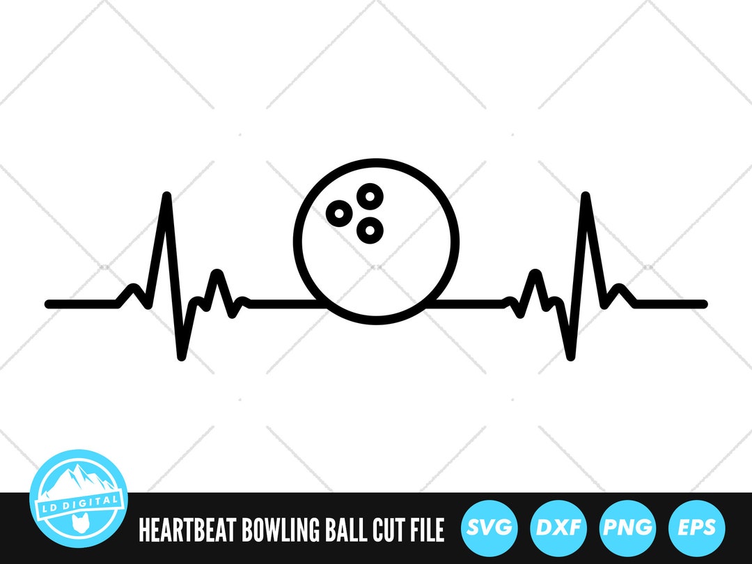 Heartbeat Line Bowling Ball SVG Files | ECG EKG Cut Files | Ten Pin ...