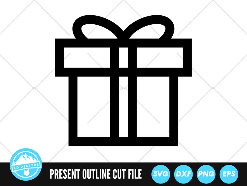 Present Outline SVG Files Christmas Present Cut Files Christmas Vector ...