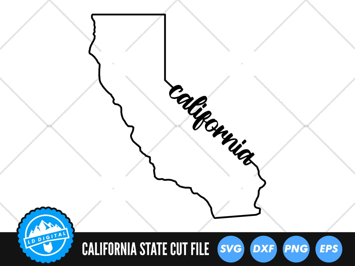 California Outline With Text SVG Files California Cut Files - Etsy