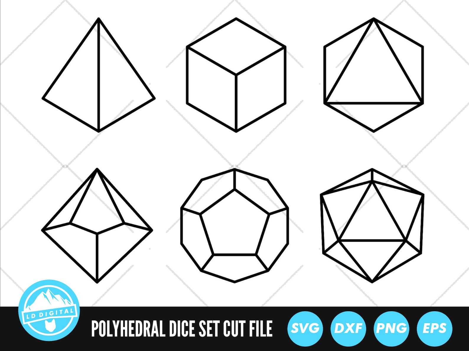 Polyhedral Dice Set SVG | Dice Bundle SVG | Polyhedron Dice | D4 | D6 ...