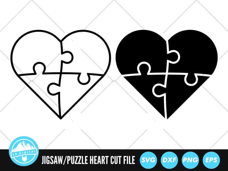 Jigsaw Puzzle Heart SVG Files | Jigsaw Piece Cut Files | Puzzle Pieces ...