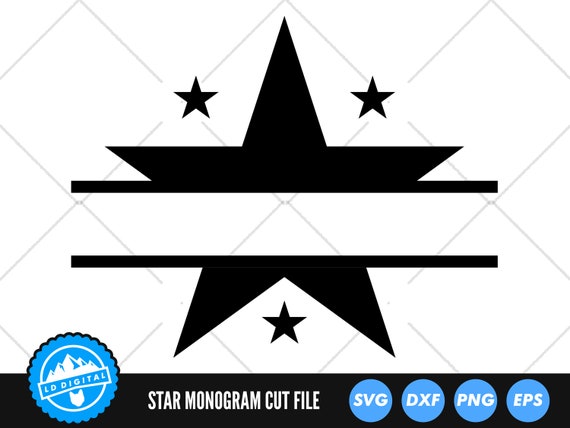 Star Monogram SVG Files Star Split Name Frame Cut Files - Etsy