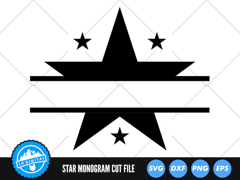 Star Monogram SVG Files Star Split Name Frame Cut Files - Etsy