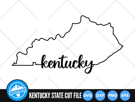 Kentucky Outline With Text SVG Files Kentucky Cut Files - Etsy