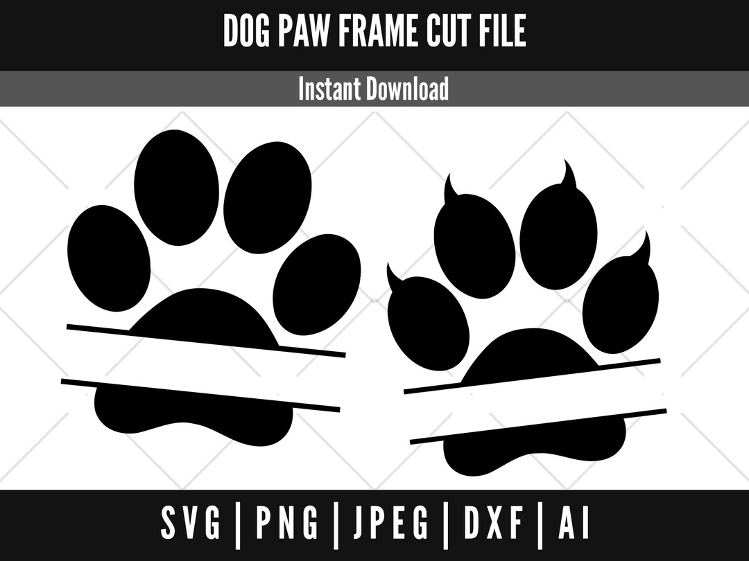 Dog Paw Frame SVG Files Dog Paw Print Cut Files Animal Paw Print Vector ...