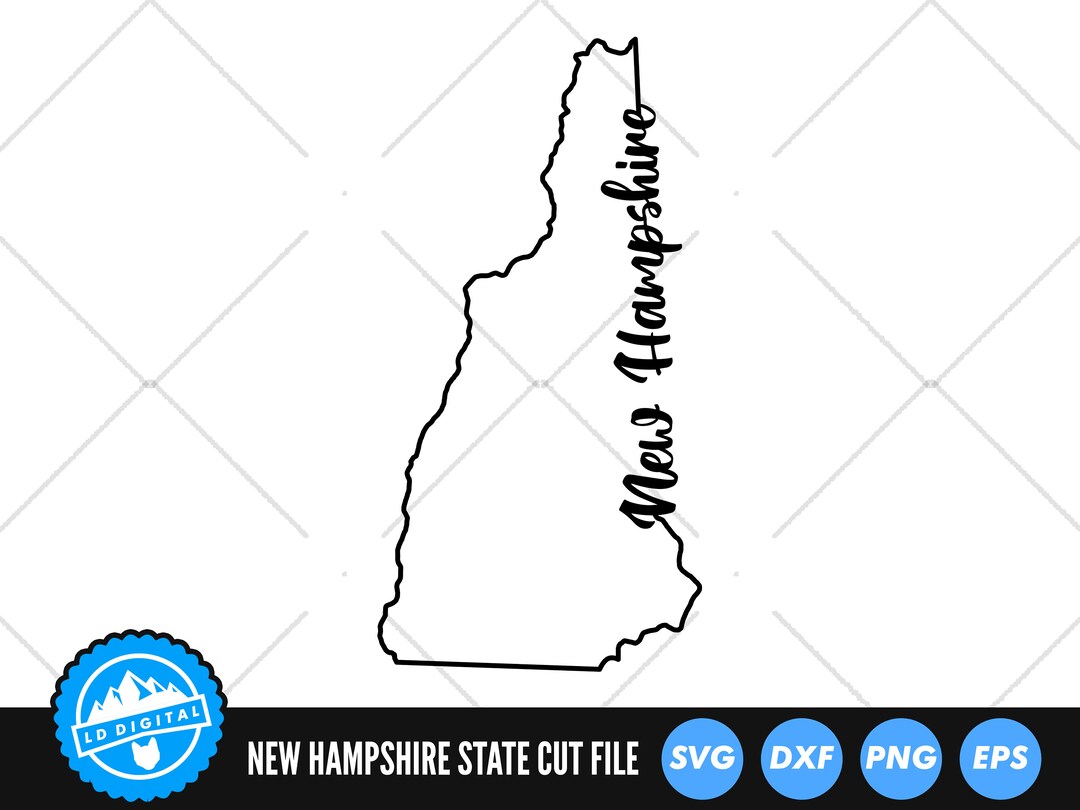 New Hampshire Outline With Text SVG Files | New Hampshire Cut Files ...