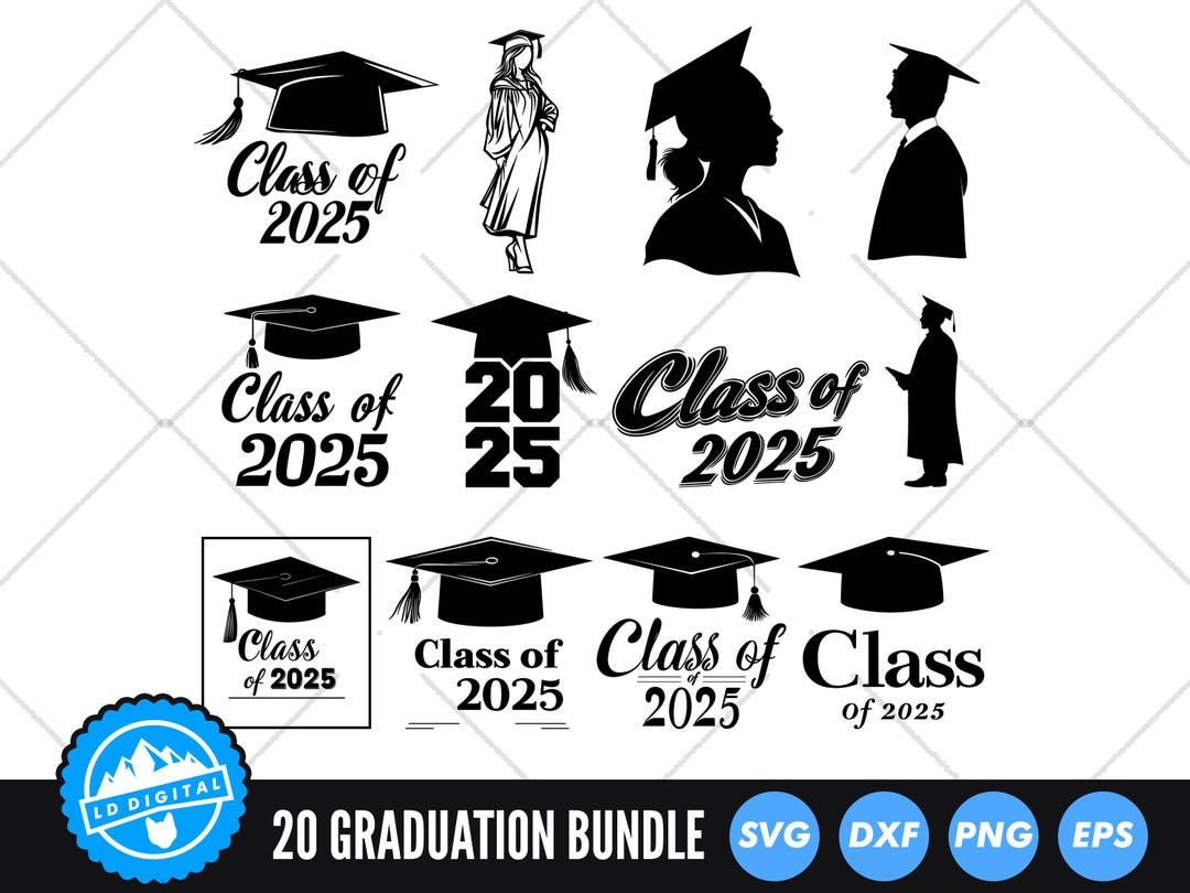 Graduation 2025 SVG Bundle, Graduate SVG Cut Files, Grad Hat Silhouette ...
