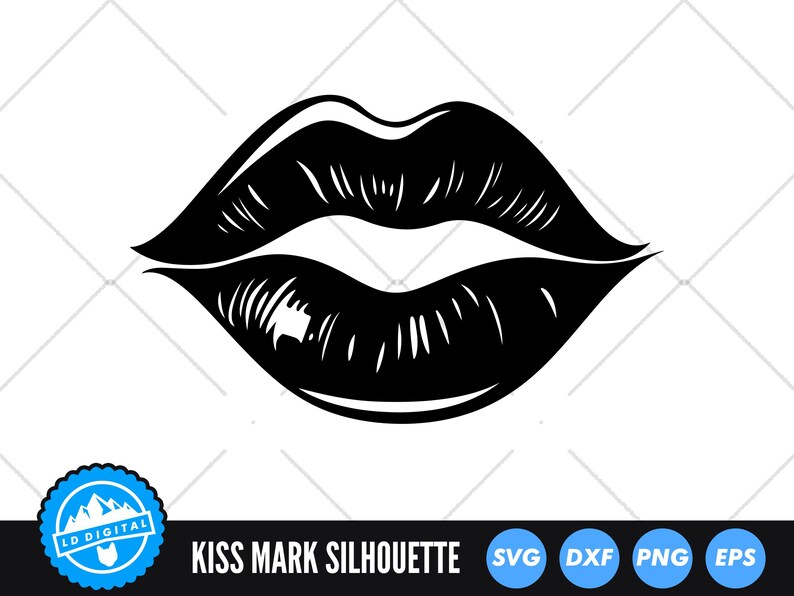 Kiss Mark SVG Cut File, Lips Silhouette Vector, Lip Print Clipart ...