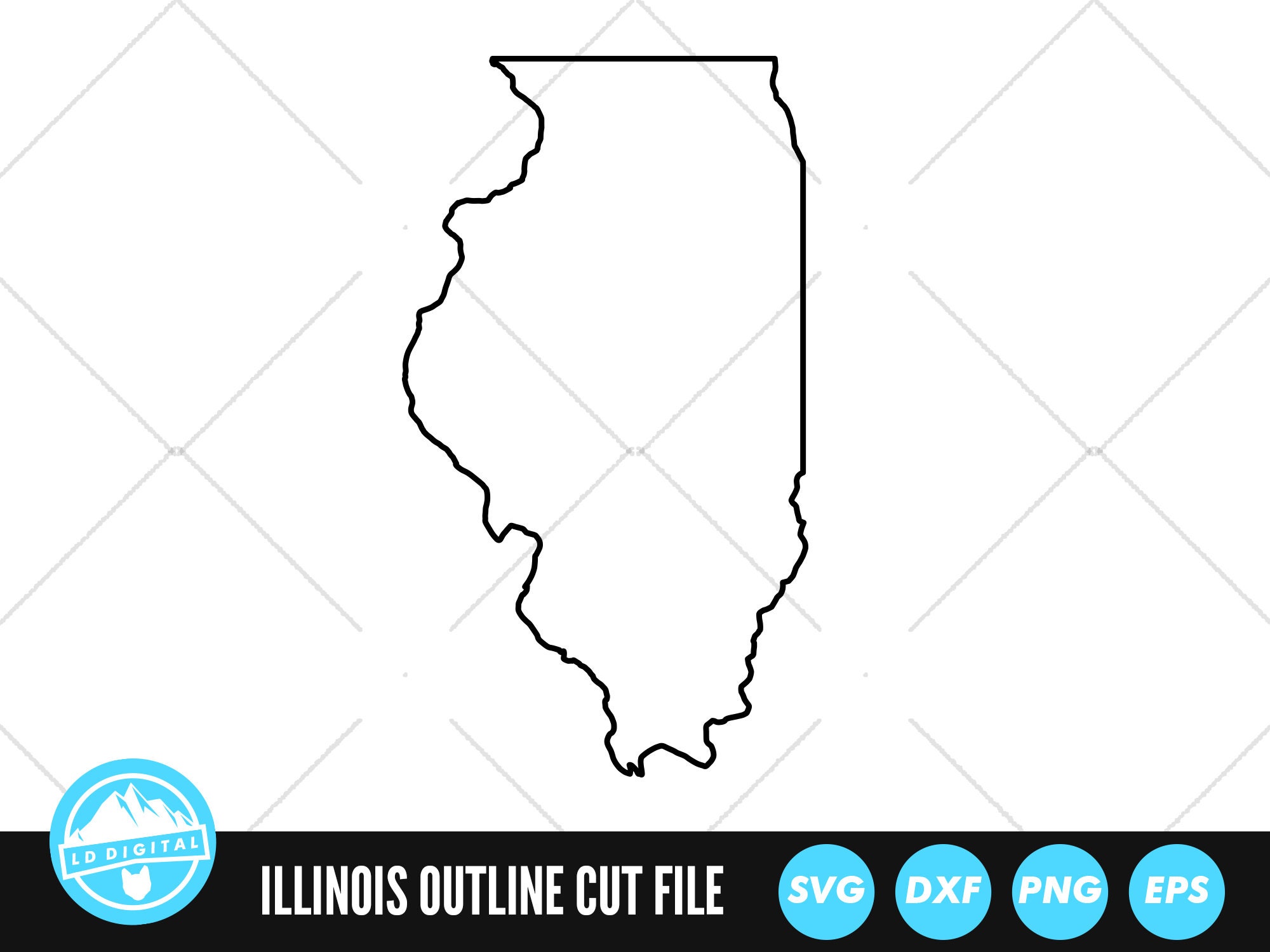 Illinois Outline SVG Files Illinois Cut Files United - Etsy