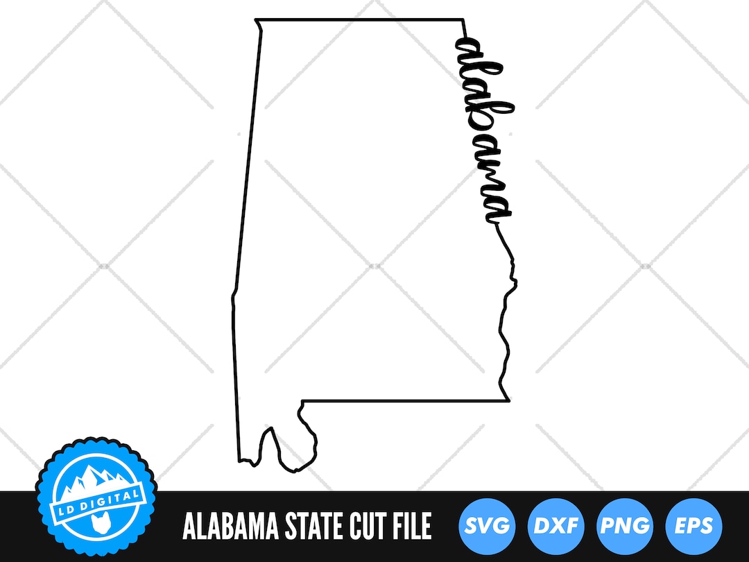 Alabama Outline With Text SVG Files | Alabama Cut Files | United States ...