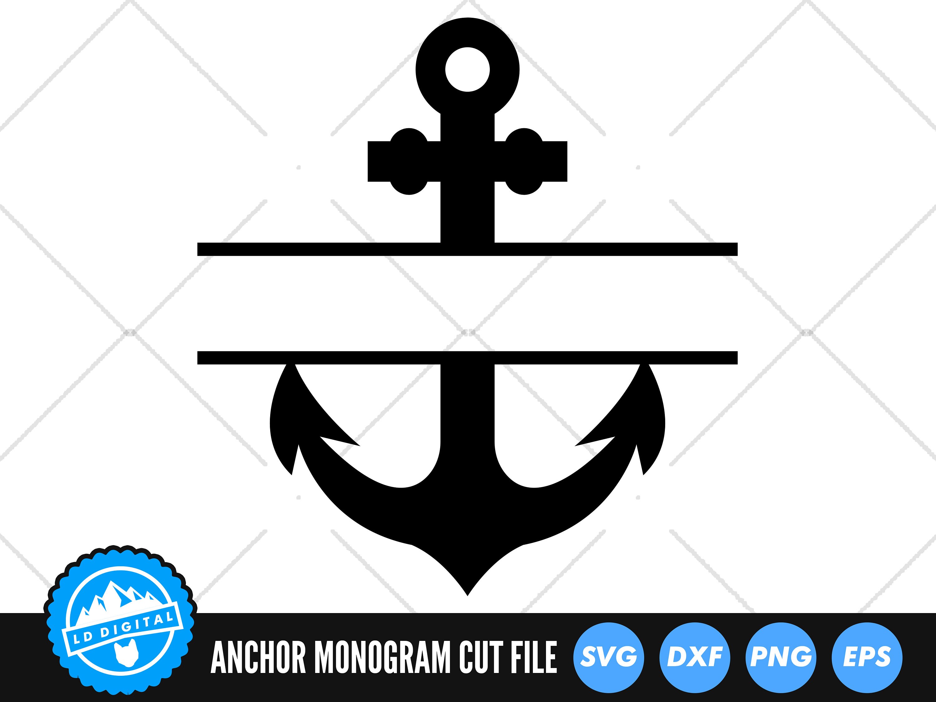 Anchor Split Name Frame SVG Files Anchor Monogram Cut Files - Etsy