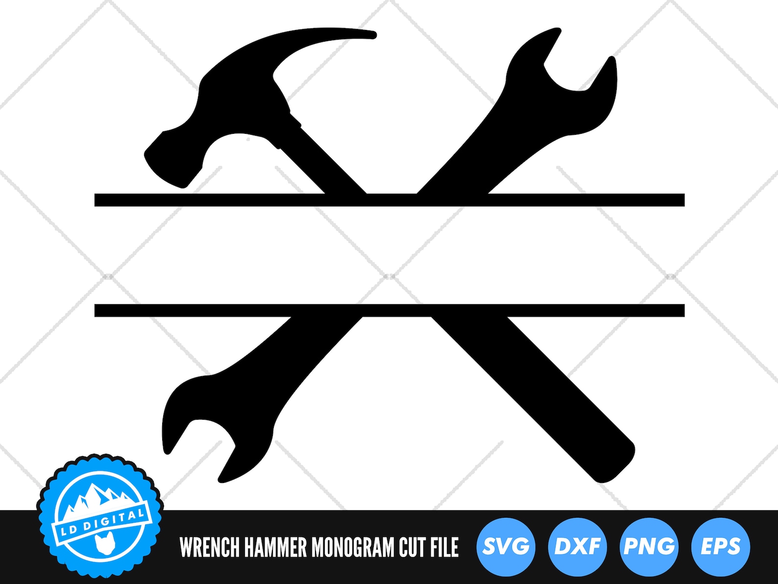 Wrench and Hammer Frame SVG Files Wrenches Split Name Frame SVG Cut ...