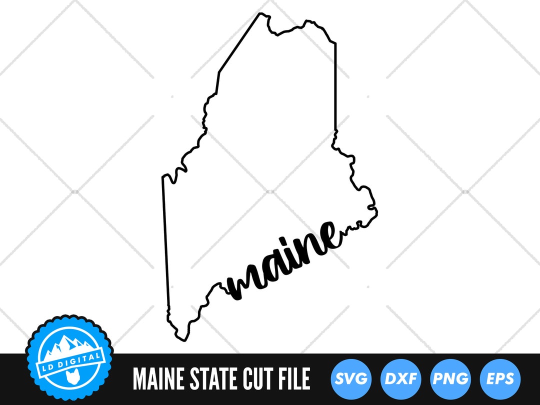 Maine Outline With Text SVG Files | Maine Cut Files | United States of ...