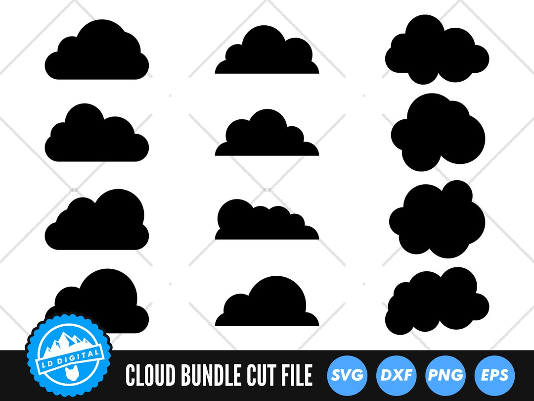 Cloud Bundle SVG Files | Cloud Silhouette Cut Files | Cloud SVG Vector ...
