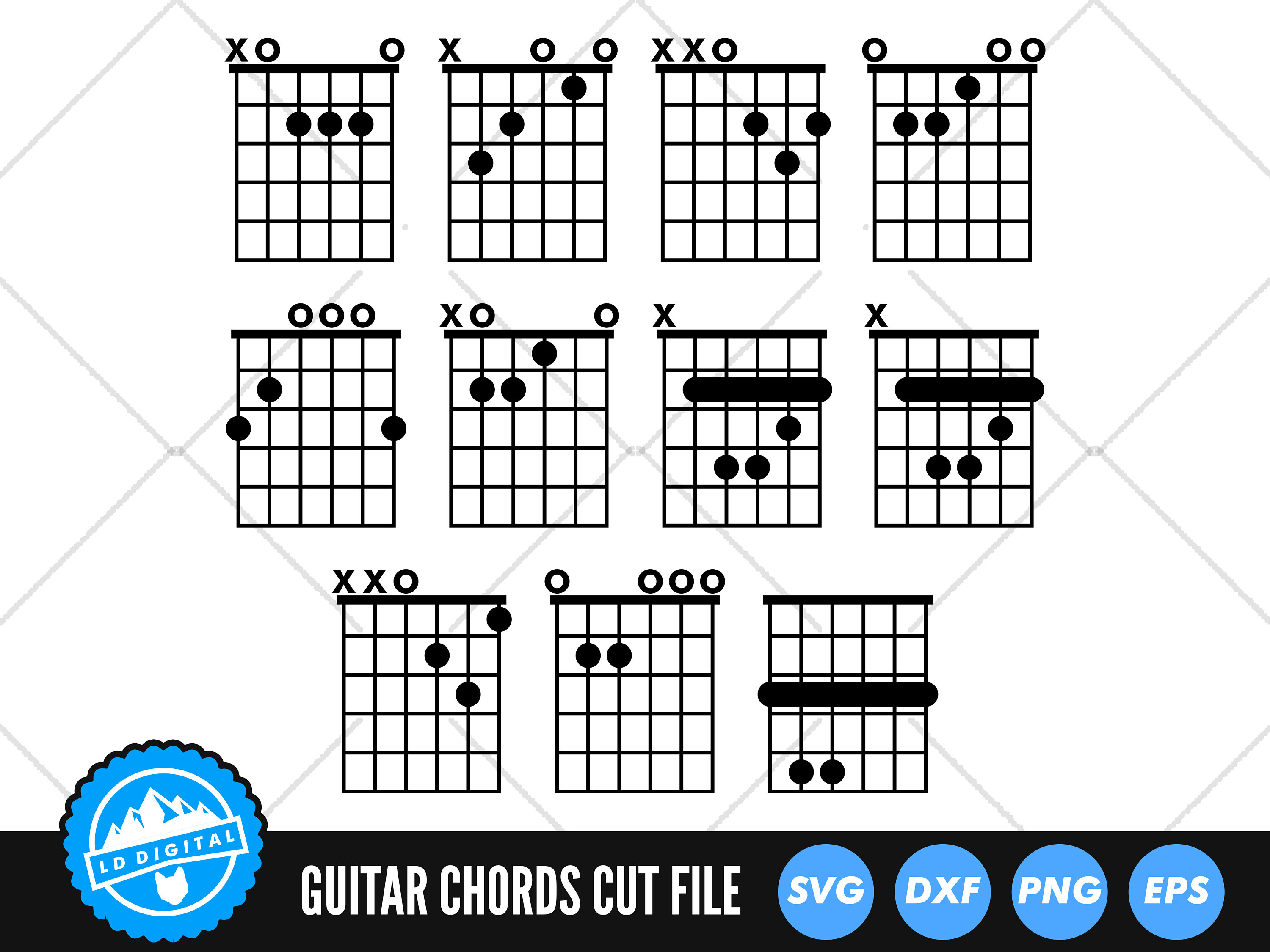 Guitar Chords Chart SVG Files Music Chords Cut Files - Etsy Australia
