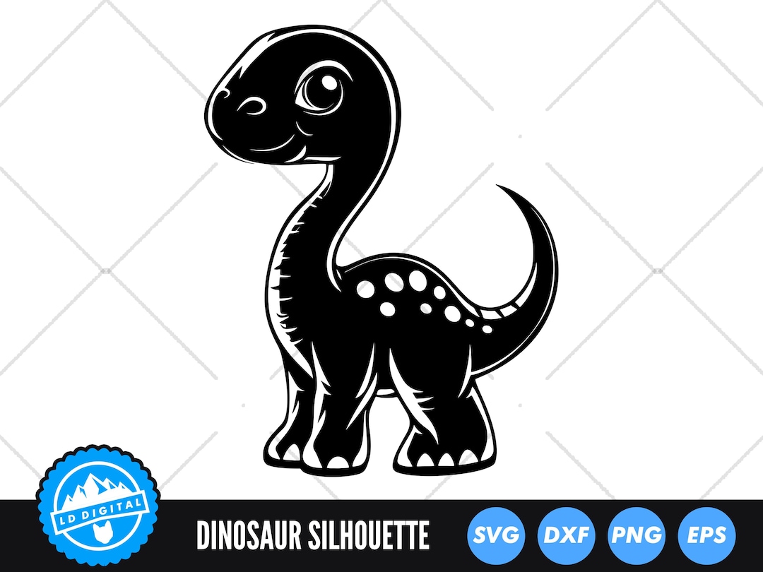 Brachiosaurus SVG, Dinosaur Silhouette Cut File, Cute Dinosaur Clipart ...
