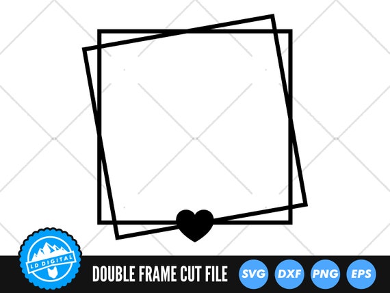 Double Frame SVG Files Square Frame Cut Files Square Heart - Etsy