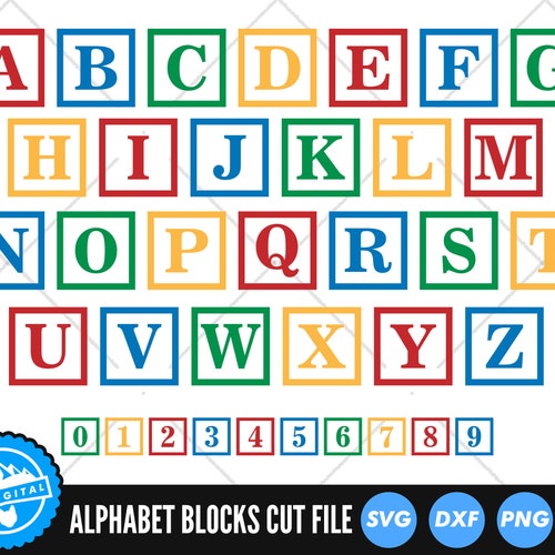 Alphabet Blocks SVG Files Building Blocks Cut Files Letter - Etsy