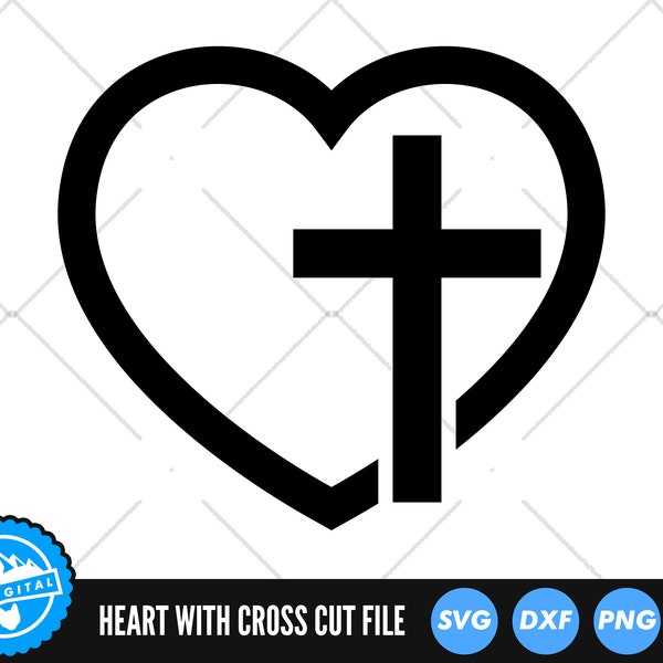 Cross Heart Svg - Etsy