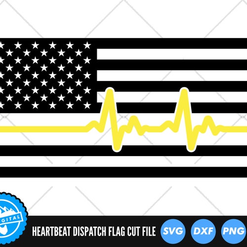 Dispatch Flag Heartbeat Line SVG Files Thin Yellow Line Cut - Etsy