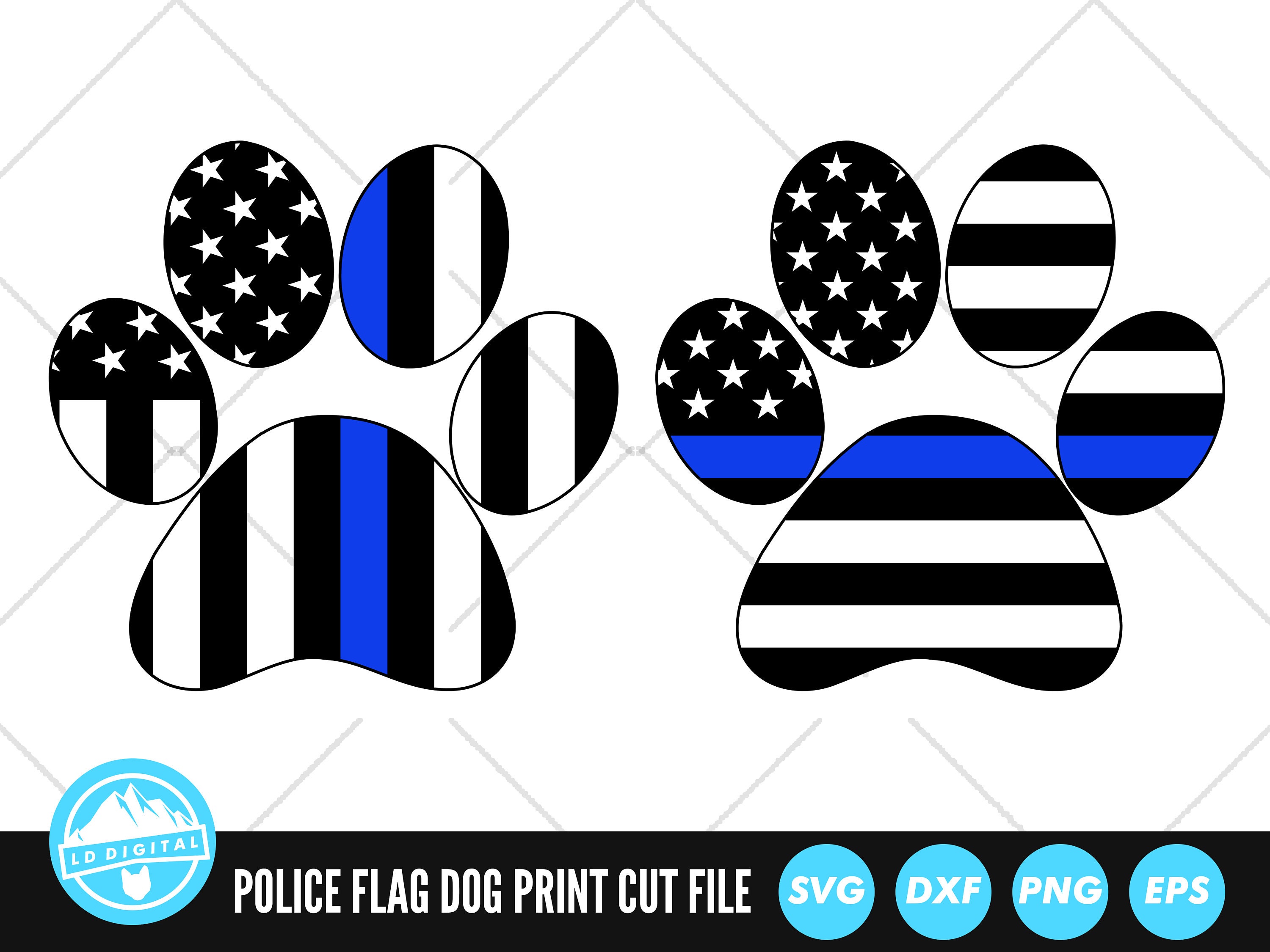 Dog Paw K9 Police Flag SVG Files Thin Blue Line United - Etsy UK