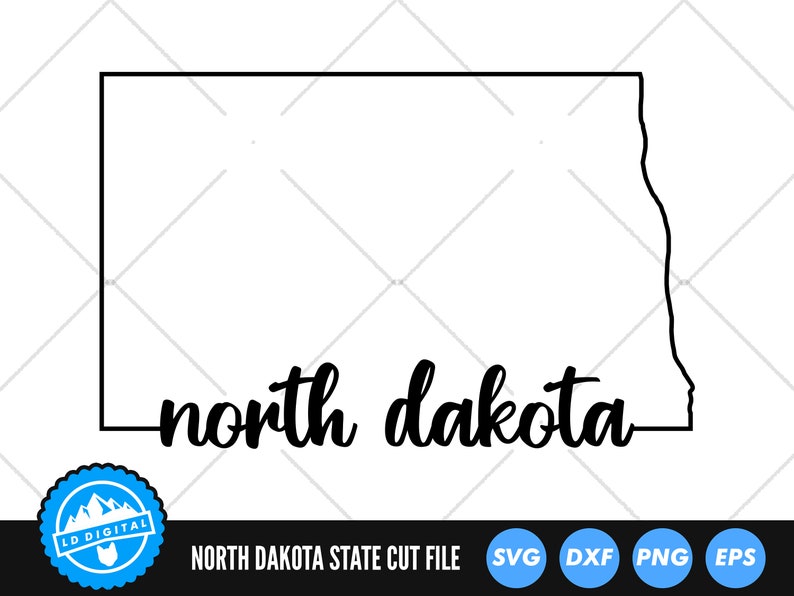 North Dakota Outline With Text SVG Files | North Dakota Cut Files ...