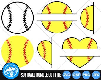 Softball Frame SVG Files | Sports Mom Cut Files | Softball Split Name ...