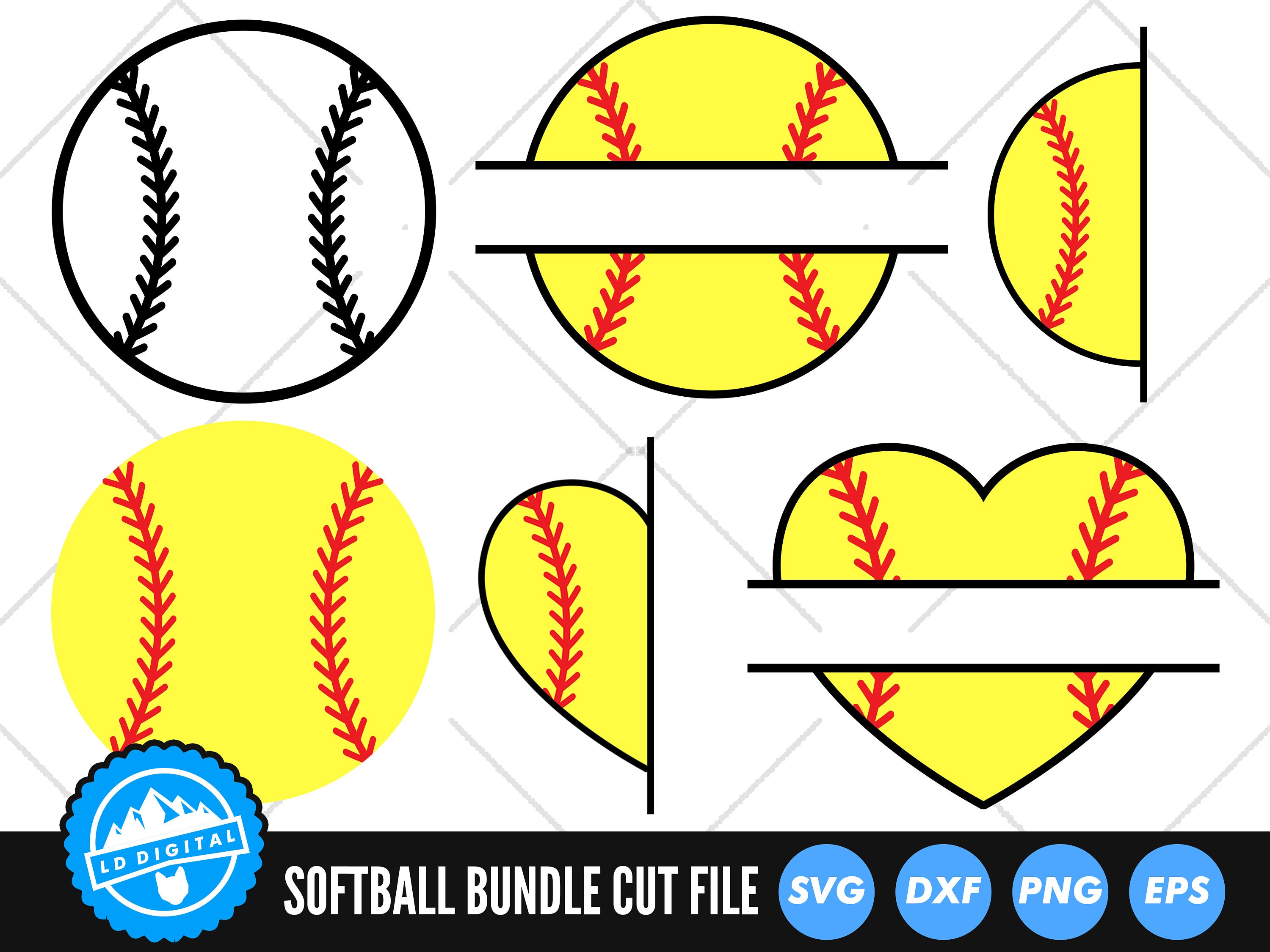 Softball Svg Bundle Softball Frames Cut Files Softball Etsy