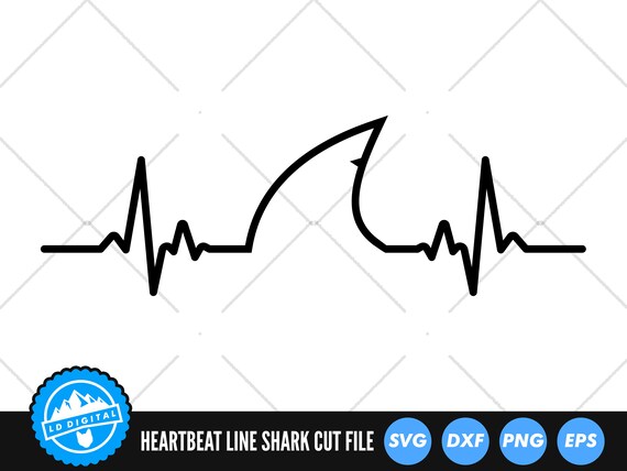 Heartbeat Line Shark Fin SVG Files ECG EKG Cut Files - Etsy