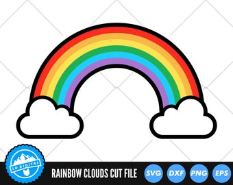 Rainbow Clouds SVG Files Rainbow SVG Cut Files Layered Rainbow Vector ...