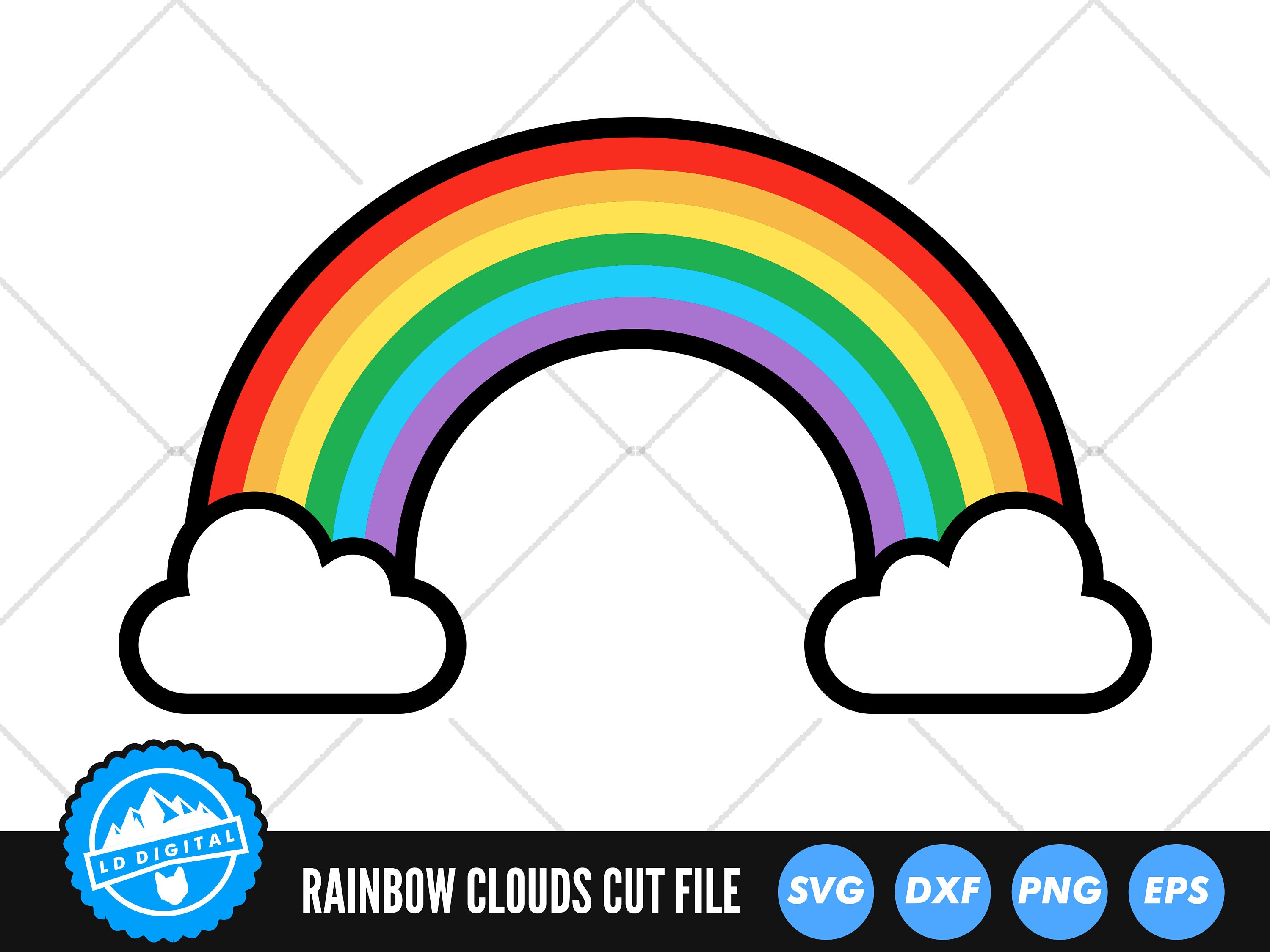 Rainbow Clouds Svg Files Rainbow Svg Cut Files Layered Etsy Canada