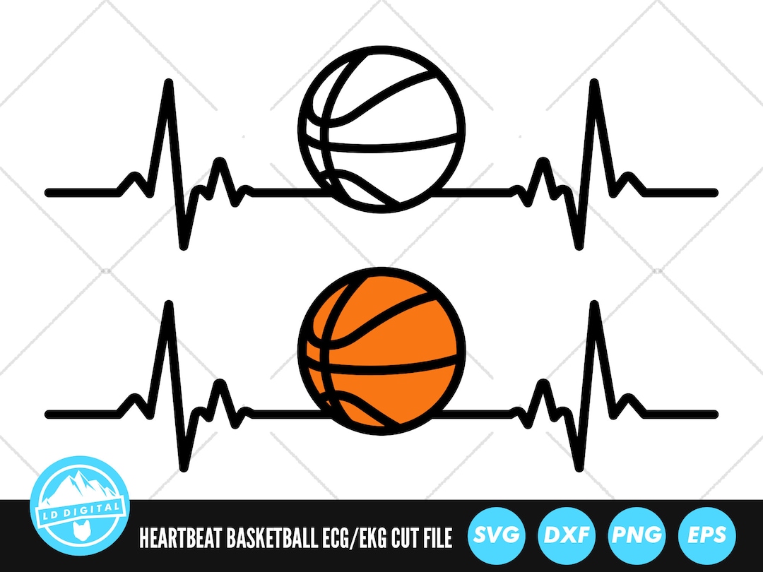 Heartbeat Line Basketball SVG Files | ECG EKG Cut Files | Basketball ...