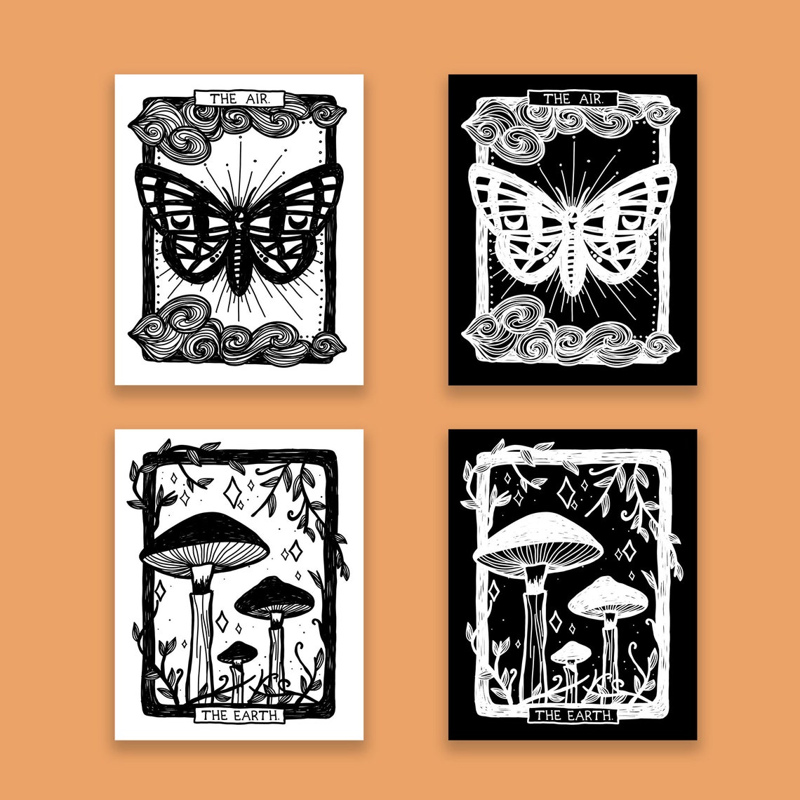 Moth and Mushroom Tarot Card Prints 8x10 Digital Art - Etsy Canada