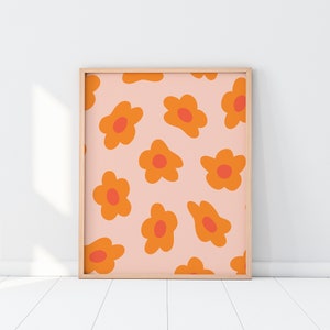 Groovy Flower Power 8x10 Digital Print pink and Orange - Etsy