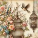 10 Digital Printable Papers, Floral Bird Cage, Digital Print, Wall Art ...