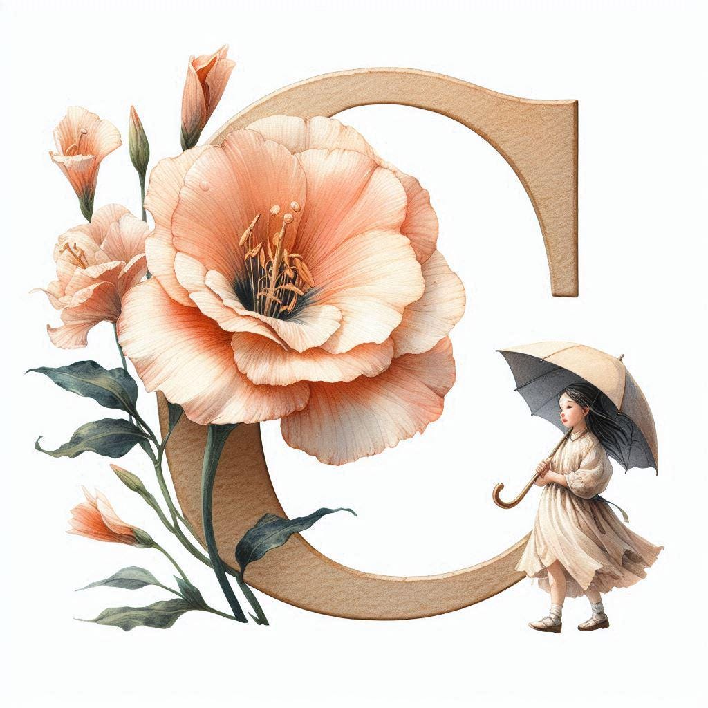 Watercolor English Alphabet in Pastel Colors With a Girl With an ...