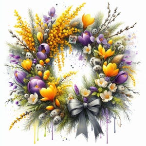 Watercolor Spring Flower Wreath Art (digital Print) - Etsy