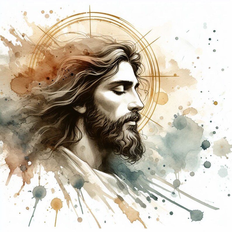 Jesus Christ, Digital Print, Wall Art, Watercolor Clip Art, High ...