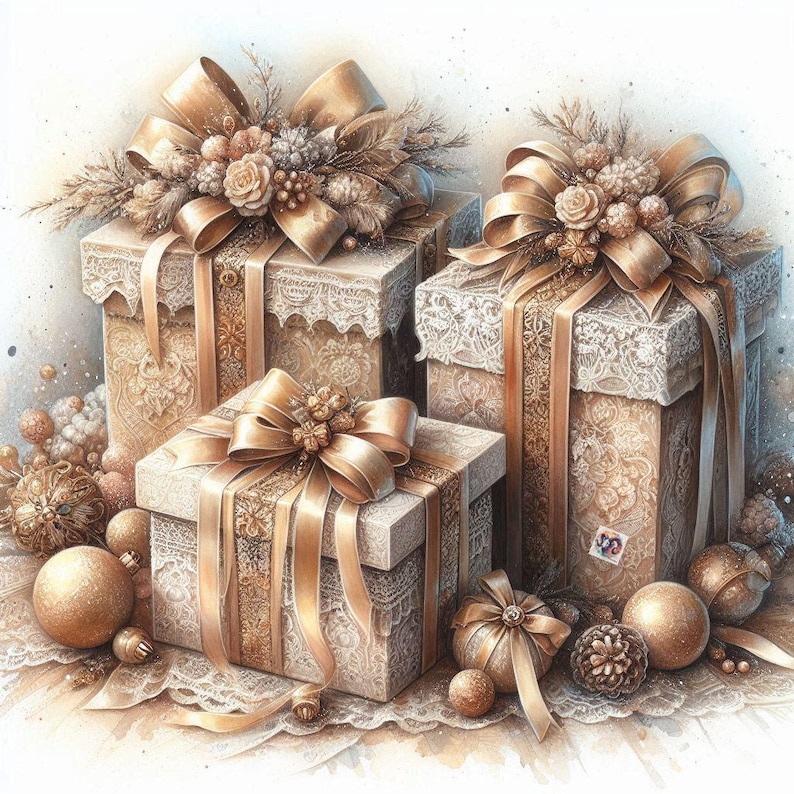 Watercolor New Year Gift Box Clip Art (digital Download) - Etsy