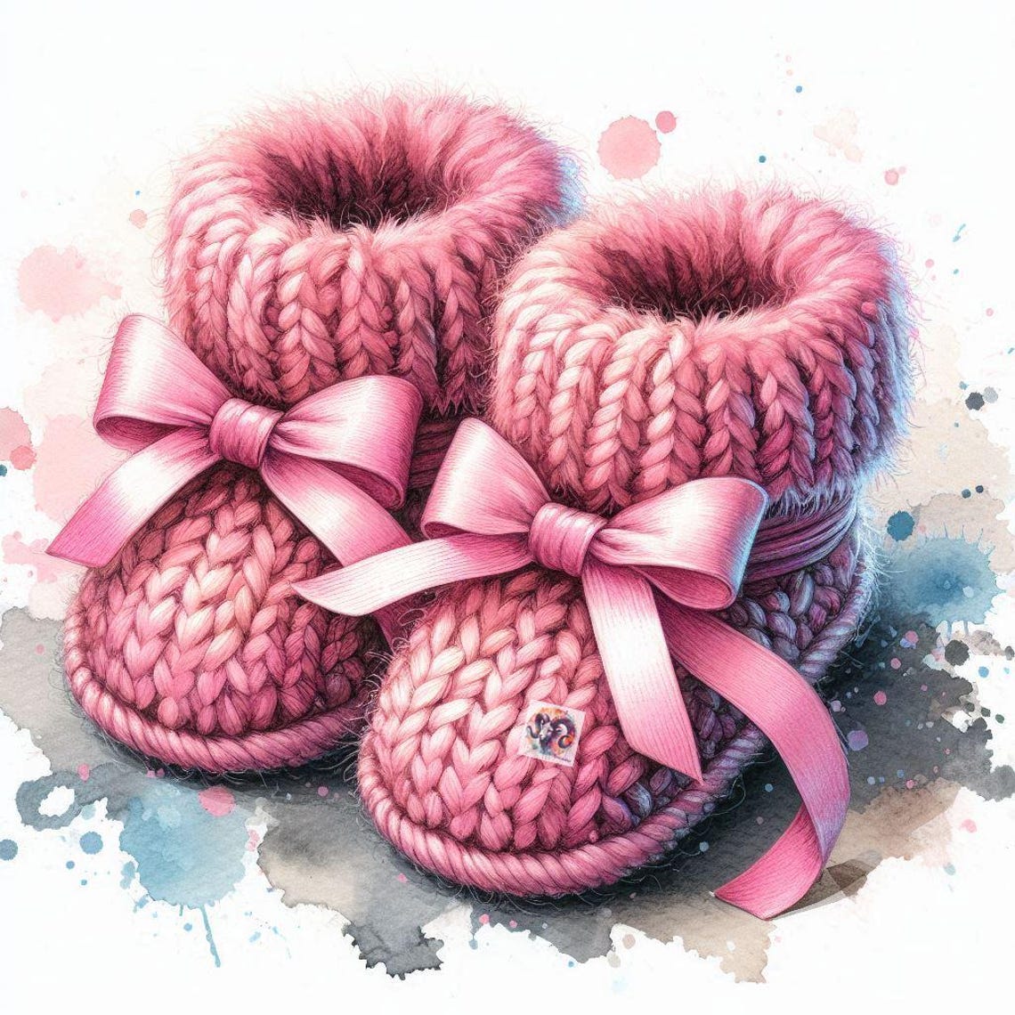 Watercolor Newborn Booties Clip Art: Baby Shower Decor (digital ...