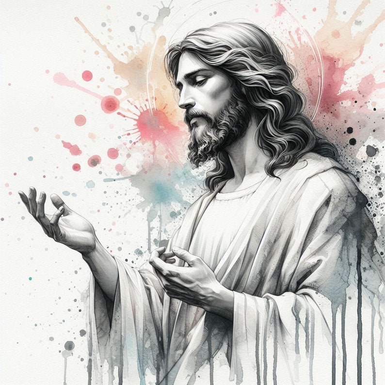 Jesus Christ, Digital Print, Wall Art, Watercolor Clip Art, High ...