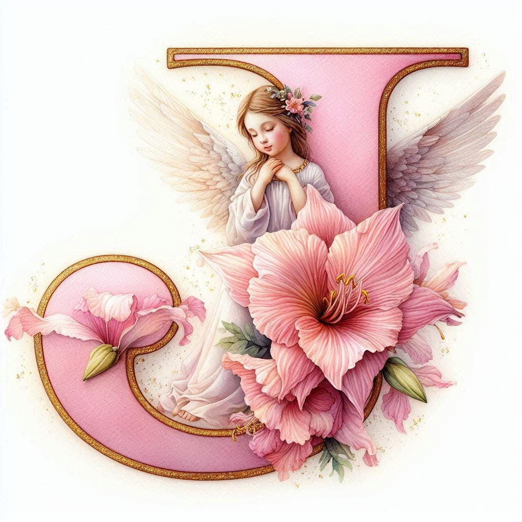 Watercolor Alphabet in Soft Pink Tones With Angel,alphabet,digital ...