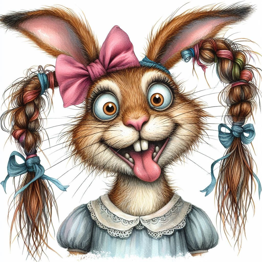 Cute Bunny, Digital Print, Wall Art, Watercolor Clip Art, High Quality ...