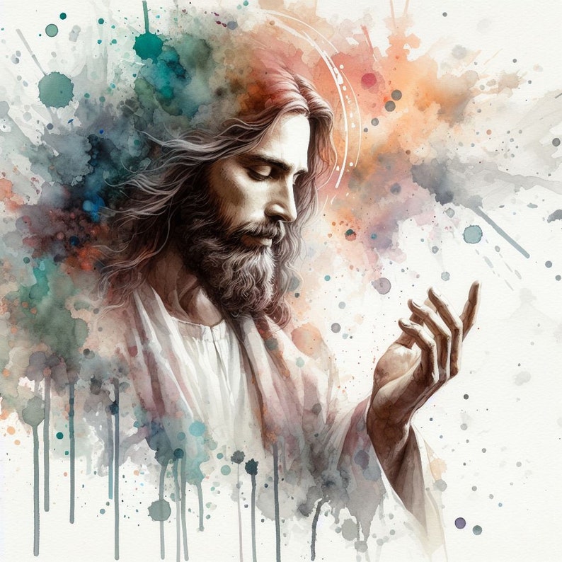 Jesus Christ, Digital Print, Wall Art, Watercolor Clip Art, High ...