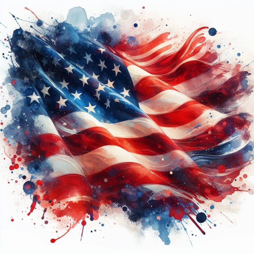 USA Flag Watercolor Clipart: Patriotic Wall Art (digital Print) - Etsy