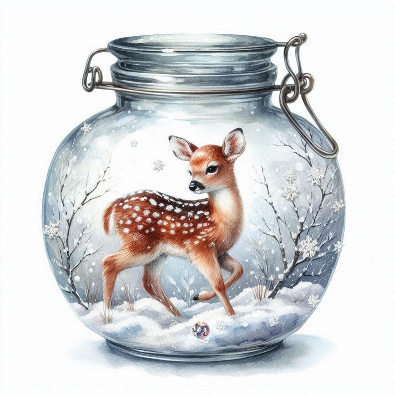 Watercolor Christmas Jar Cliparts: Shabby Chic Snowman (digital Print ...