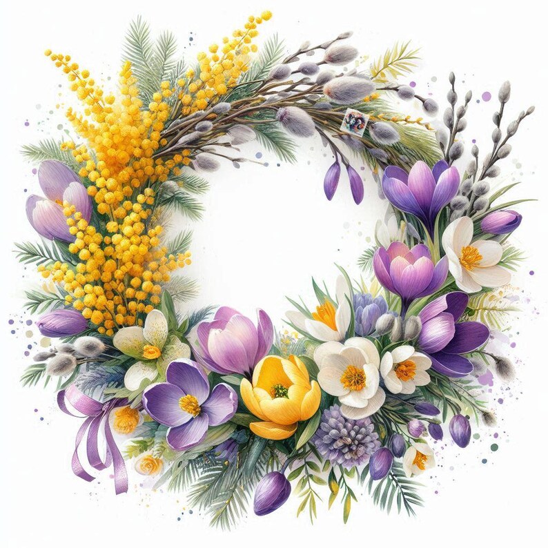 Watercolor Spring Flower Wreath Art (digital Print) - Etsy