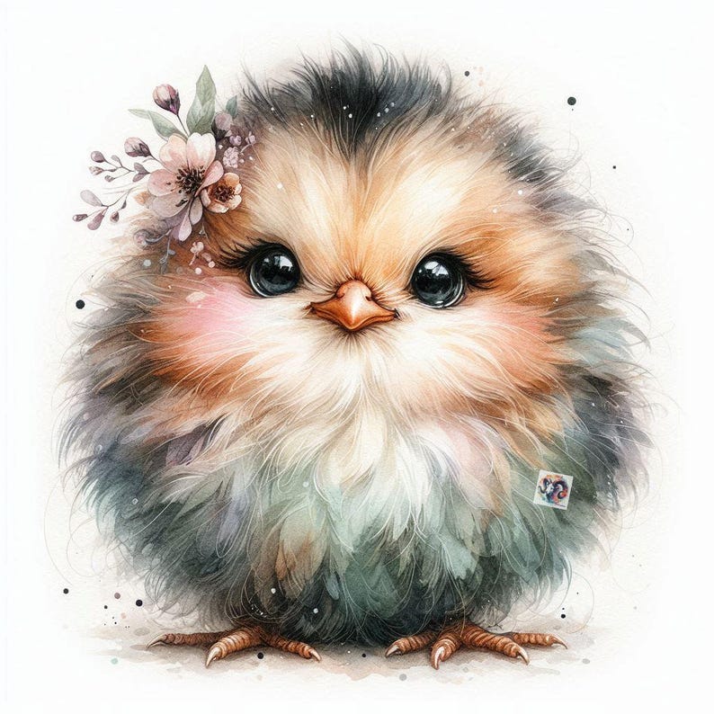 Watercolor Chick Clip Art, Pastel Bird Illustration, AI Art (digital ...