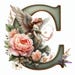 Watercolor Olive Alphabet Letter With Angel: Floral Initial Print ...